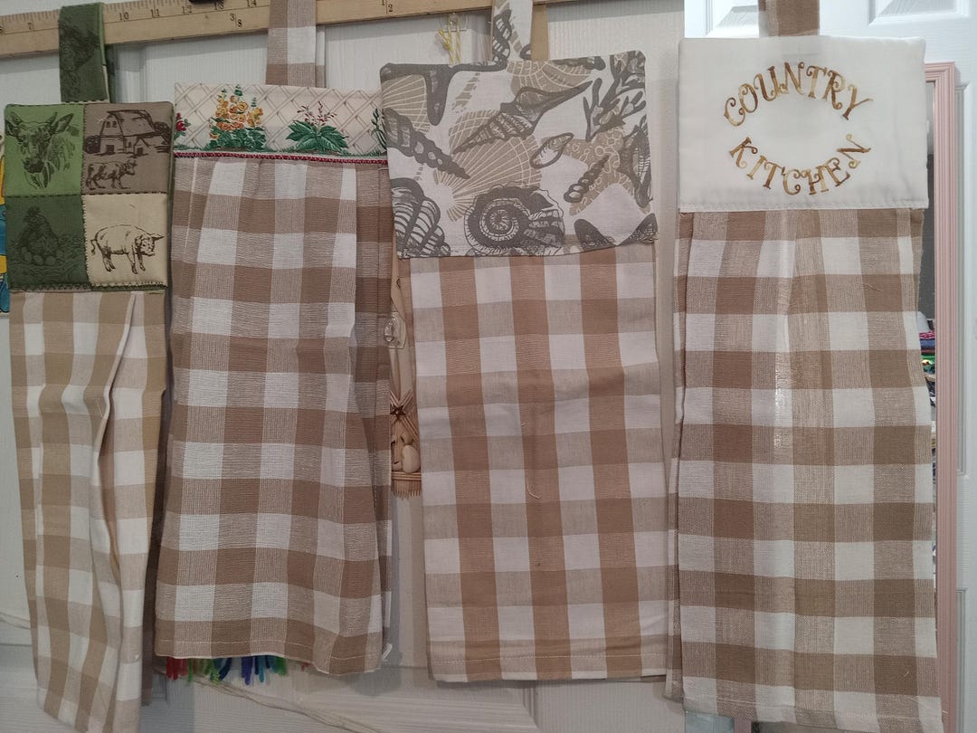 TAN BUFFALO PLAID Over the Oven Door Kitchen Towels - Etsy