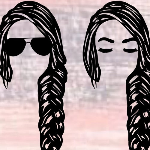 Digital Hair side braid cute hair style svg Side braid svg sunglasses ...