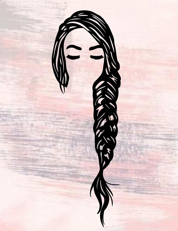 Digital Hair side braid cute hair style svg Side braid svg sunglasses ...