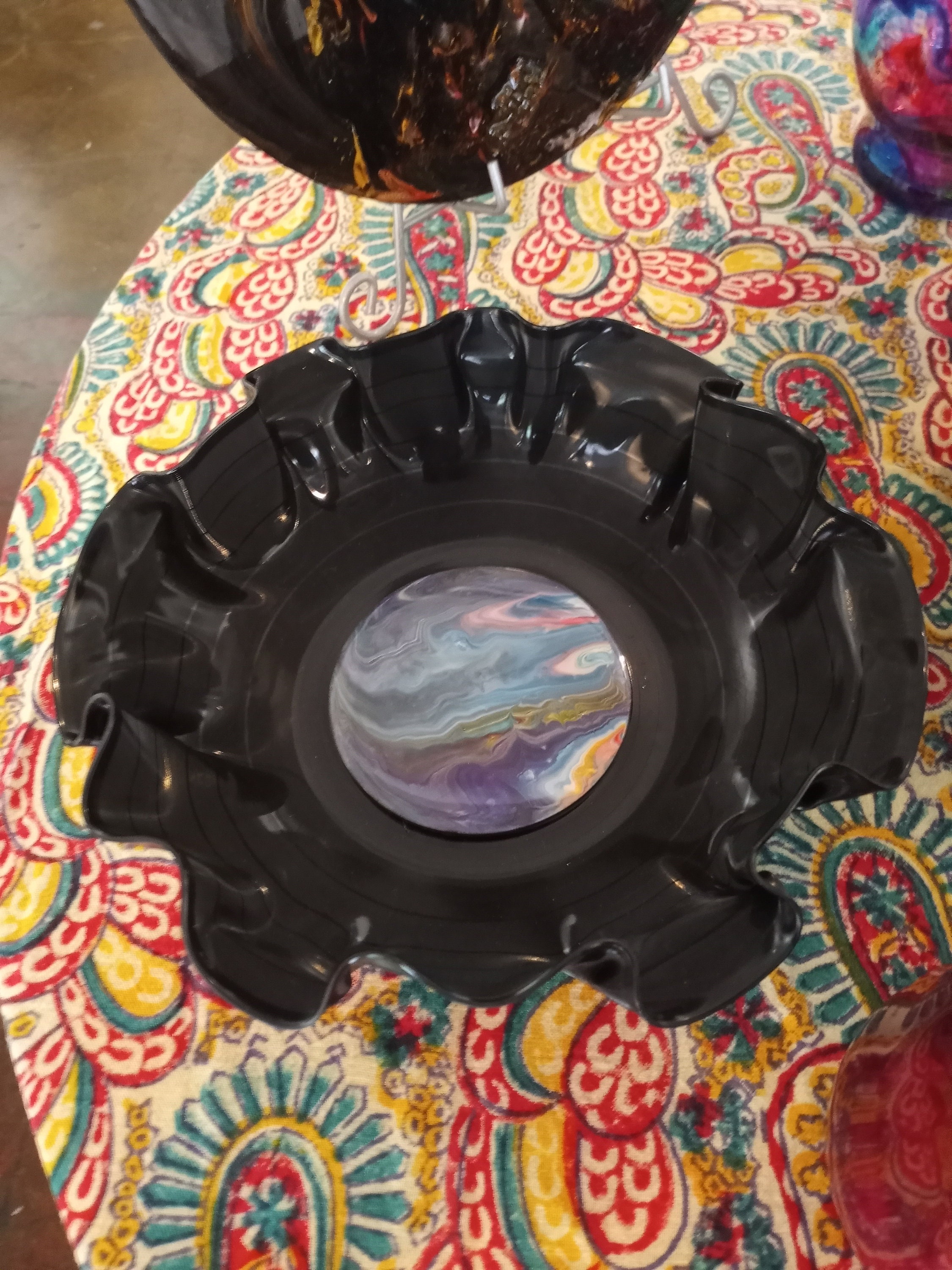 Melted Vinyl Record W/pour Painted Coaster - Etsy