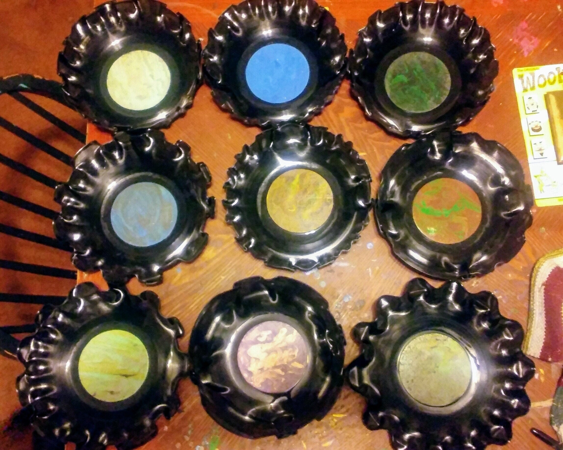 Melted Vinyl Record W/pour Painted Coaster - Etsy