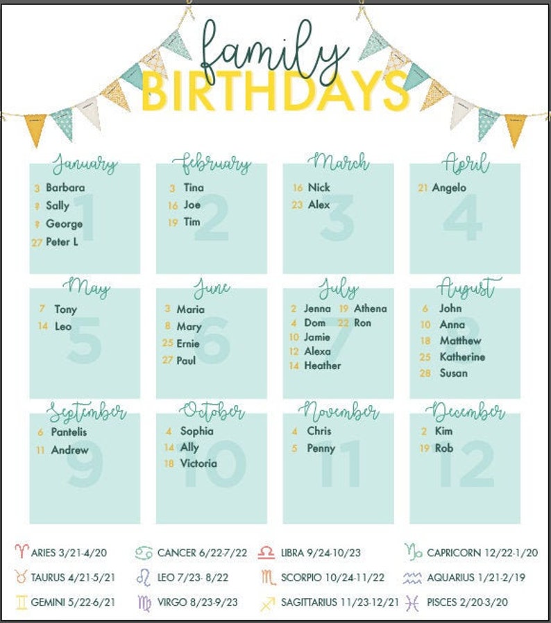 Custom Birthday Calendar | Celebration Calendar | Anniversary Calendar ...