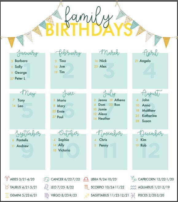 Custom Birthday Calendar | Celebration Calendar | Anniversary Calendar ...