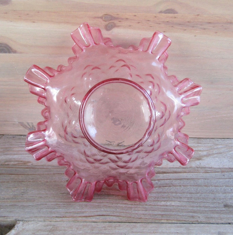 Fenton Glass Cranberry Ruby Overlay Red Diamond Optic Bowl - Etsy