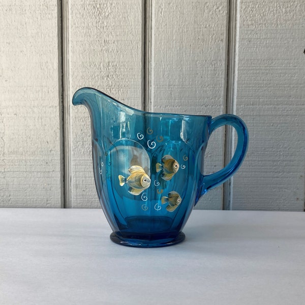 Fenton Hand Painted Glass Pitcher - Etsy