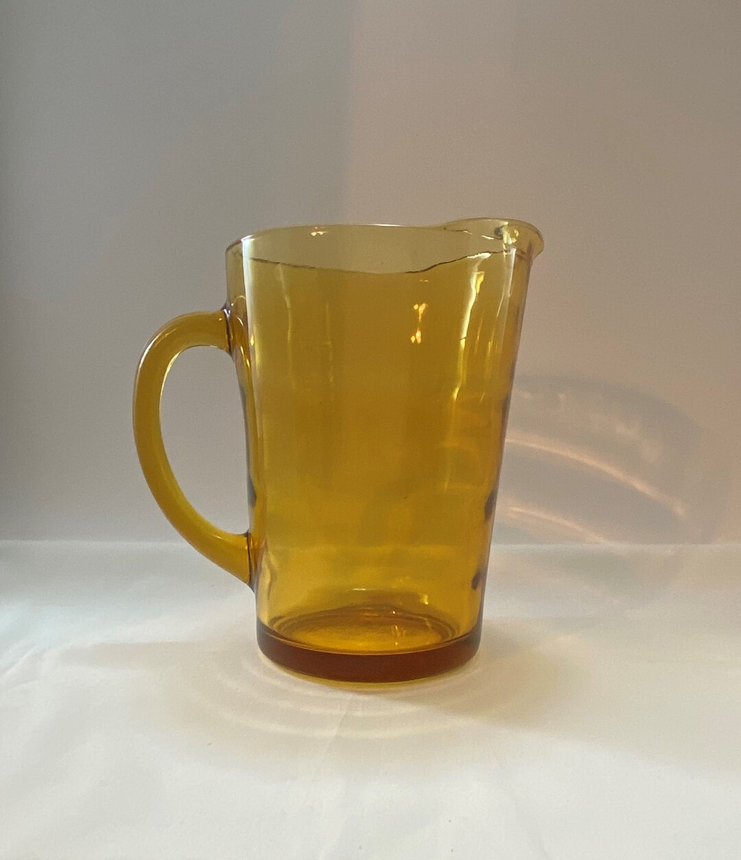 Mid Century Modern Amber Wavy Rippled Glass Pitcher - Etsy