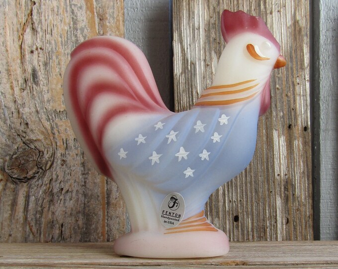 Fenton Glass Ivory Satin Stars and Bars Patriotic Red White Blue ...
