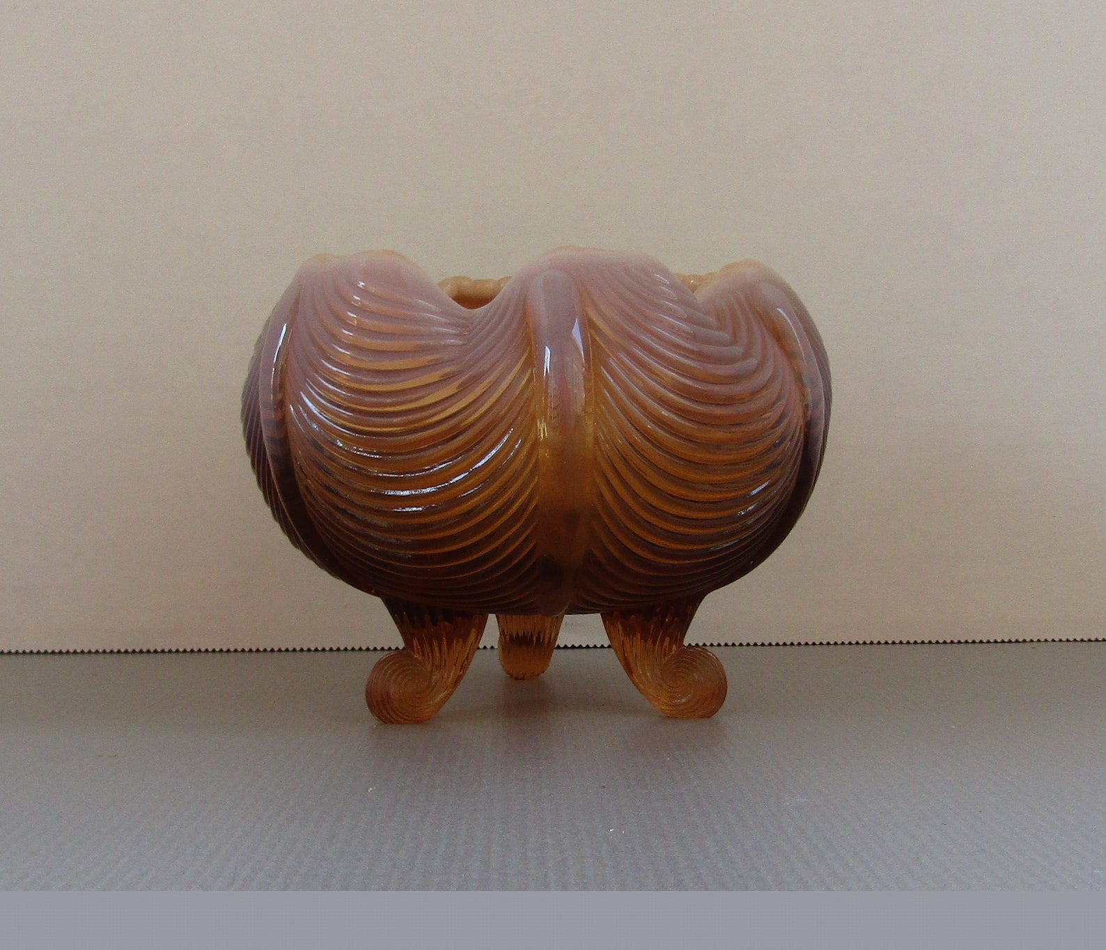 Fenton Glass Cameo Opalescent Footed Drapery Rose Bowl Amber - Etsy