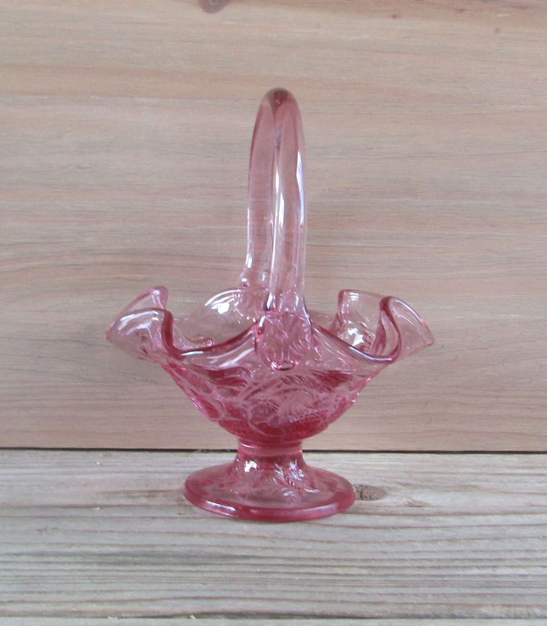 Fenton Glass Dusty Rose Pink Inverted Strawberry Footed Basket - Etsy