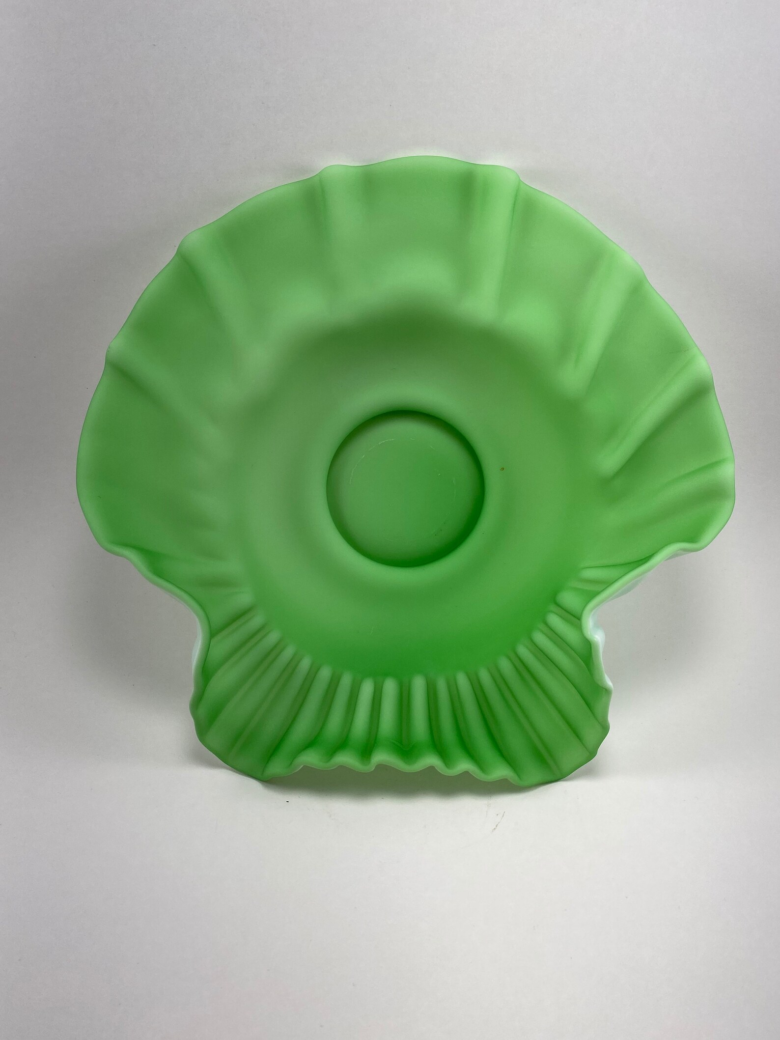 Fenton Green Satin Shell Dish White Back Hard to Find | Etsy