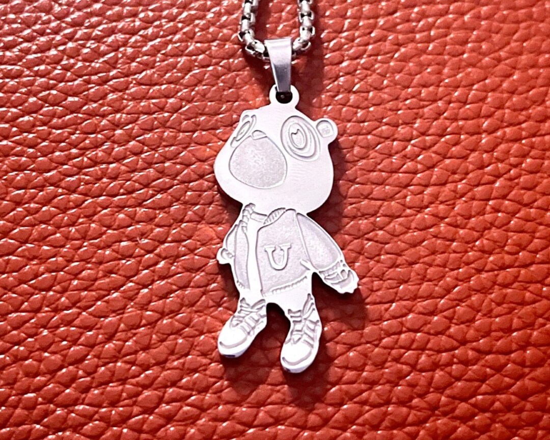 Graduation College Dropout Bear Silver Stainless Steel Pendant Chain ...
