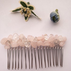 Rose Quartz and Clear Quartz Hair Comb - Etsy