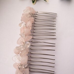 Rose Quartz and Clear Quartz Hair Comb - Etsy