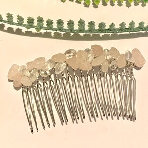 Rose Quartz and Clear Quartz Hair Comb - Etsy