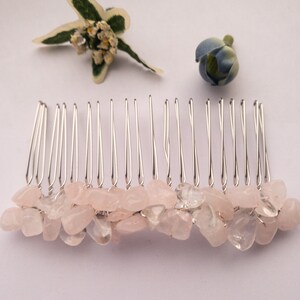Rose Quartz and Clear Quartz Hair Comb - Etsy