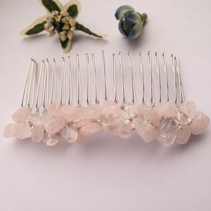 Rose Quartz and Clear Quartz Hair Comb - Etsy