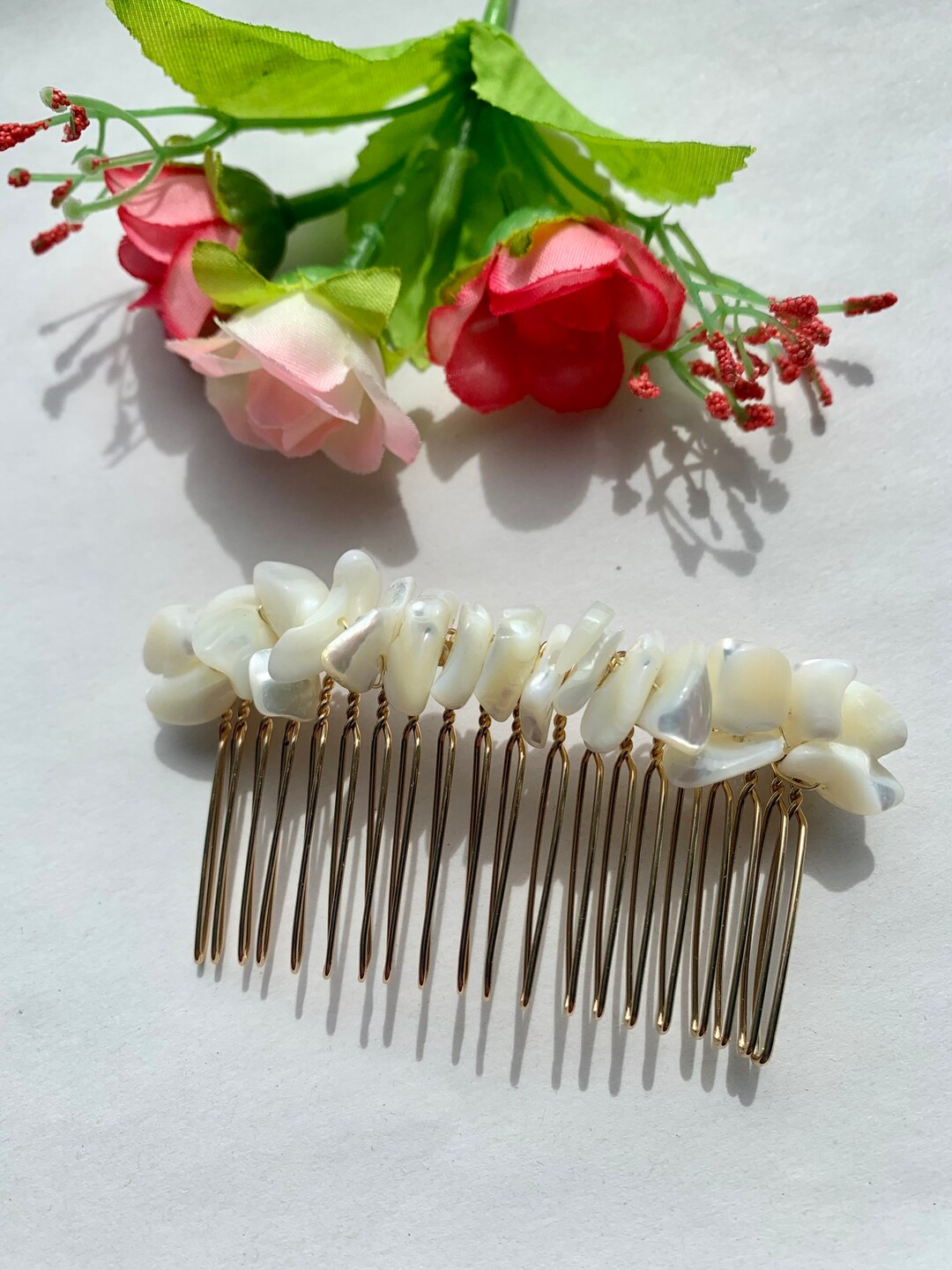 Mother of Pearl Hair Comb,crystal Hair Comb, Quartz Hair Comb - Etsy