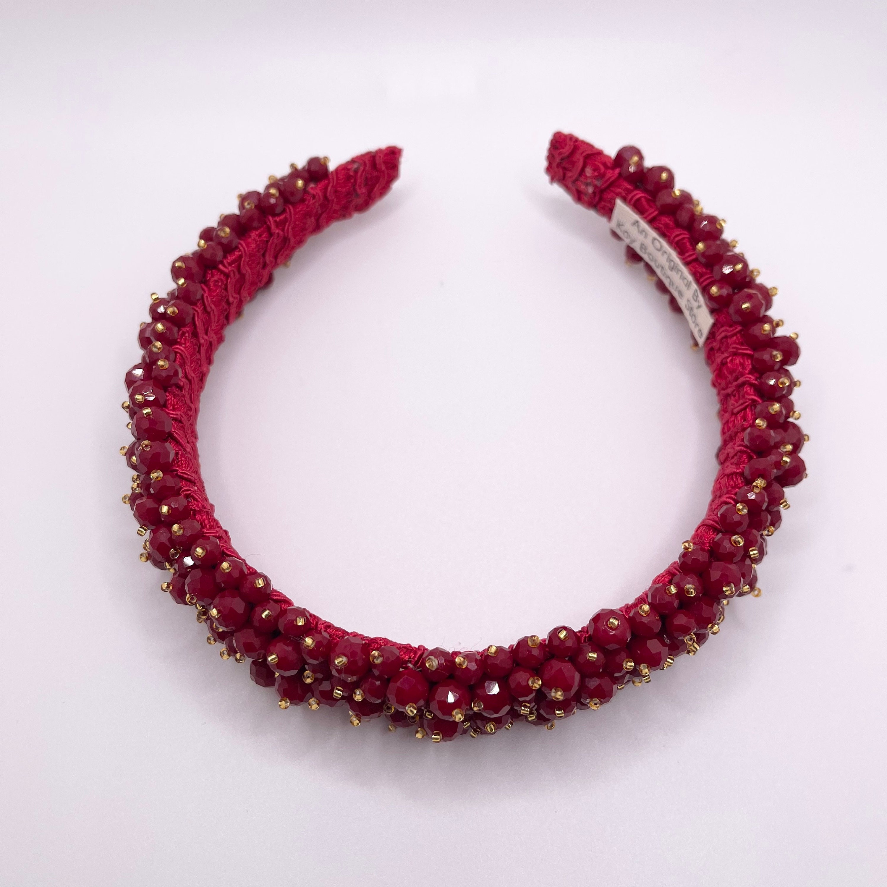 Red Beaded Jeweled Headband Elegant Garnet Baroque Headband Crystals ...