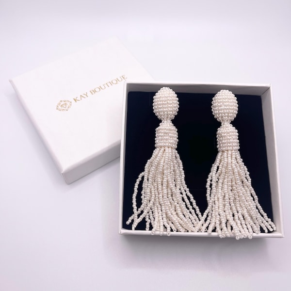 Ivory Fringe Bead Earrings - Etsy