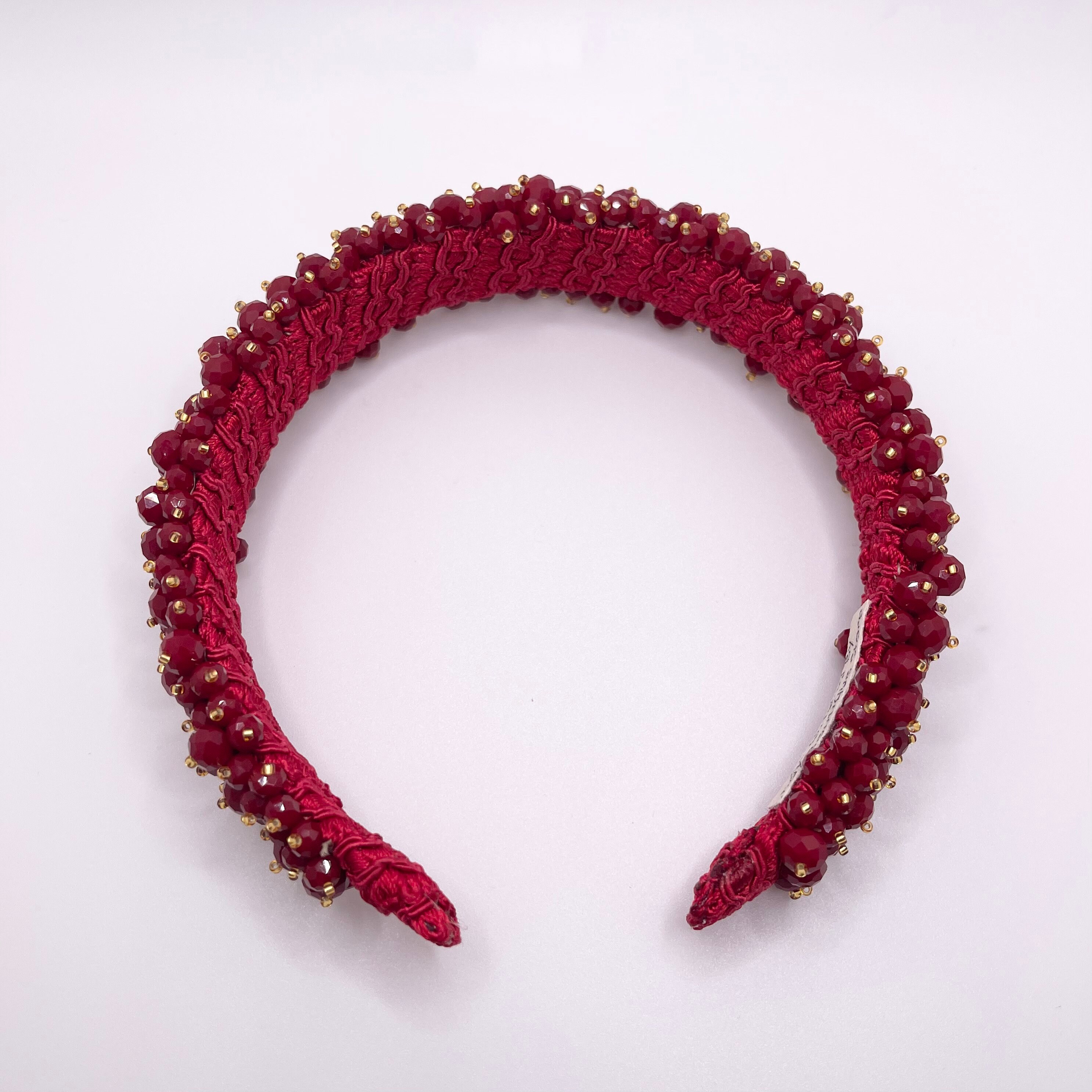 Red Beaded Jeweled Headband Elegant Garnet Baroque Headband Crystals ...