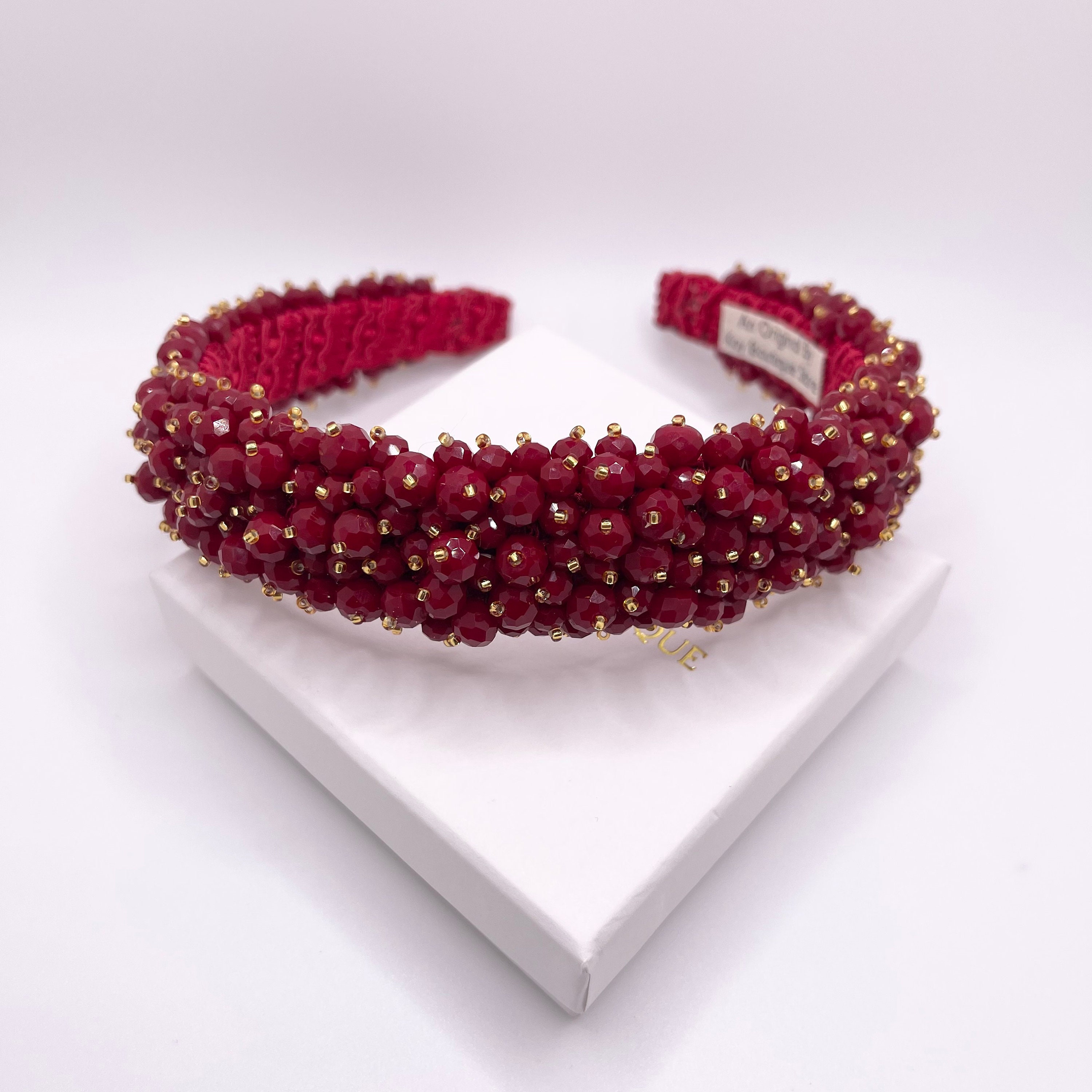 Red Beaded Jeweled Headband Elegant Garnet Baroque Headband Crystals ...