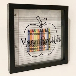 Teacher Crayon Shadow Box Personalized Teacher Gift - Etsy