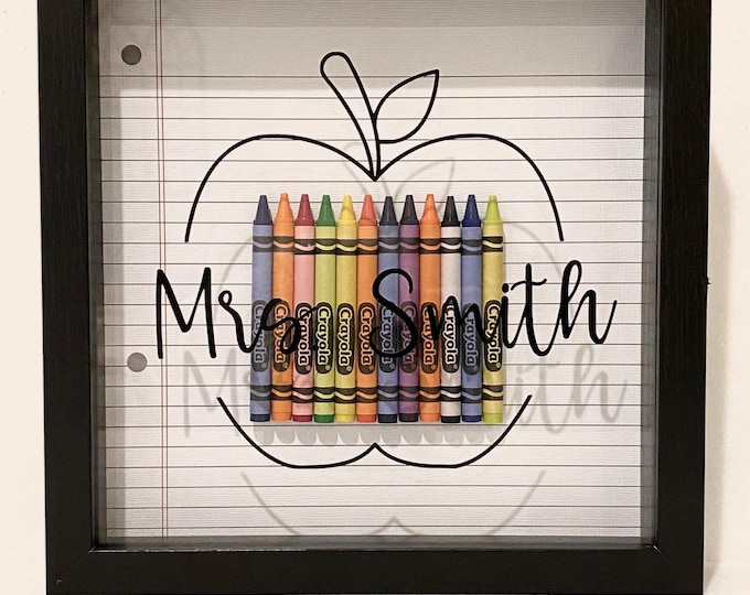 Teacher Crayon Shadow Box | Personalized Teacher Gift | Classroom Decor ...