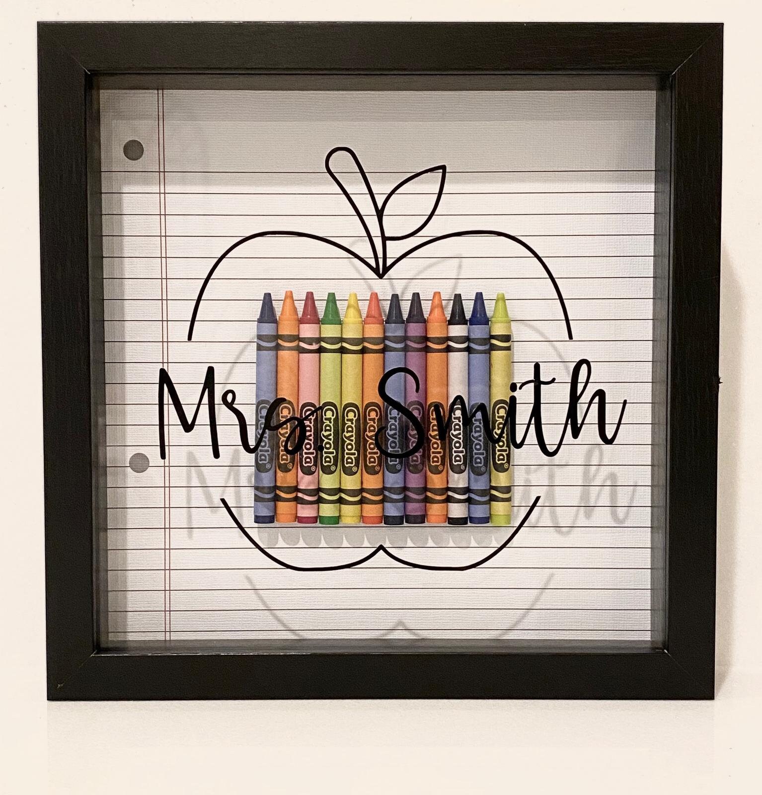 Teacher Crayon Shadow Box Personalized Teacher Gift - Etsy