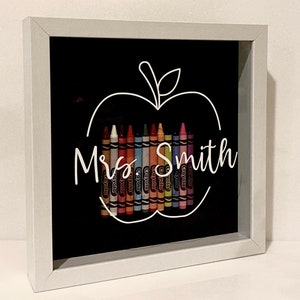 Teacher Crayon Shadow Box Personalized Teacher Gift - Etsy