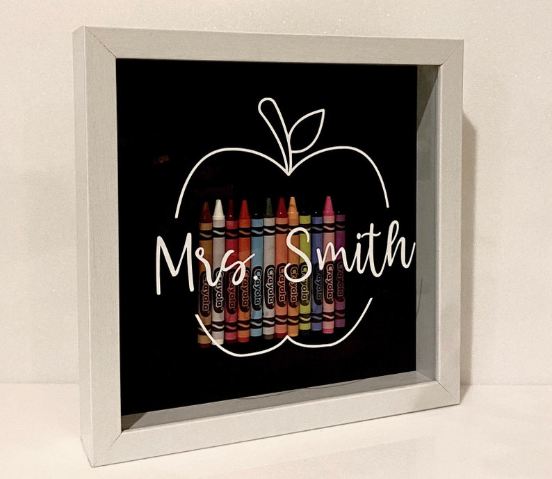 Teacher Crayon Shadow Box Personalized Teacher Gift - Etsy
