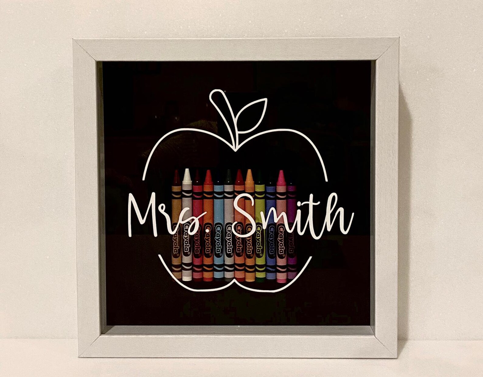 Teacher Crayon Shadow Box Personalized Teacher Gift - Etsy
