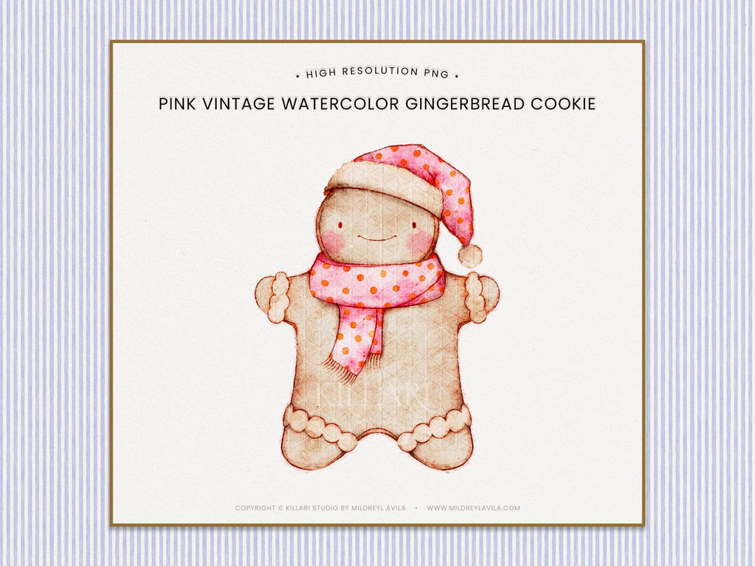 Pink Gingerbread Clipart Hand Painted Watercolor Vintage Cookie ...