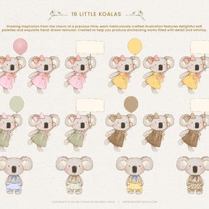 Cute Koalas Botanical Clipart Set PNG Vintage Inspired Hand Drawn ...