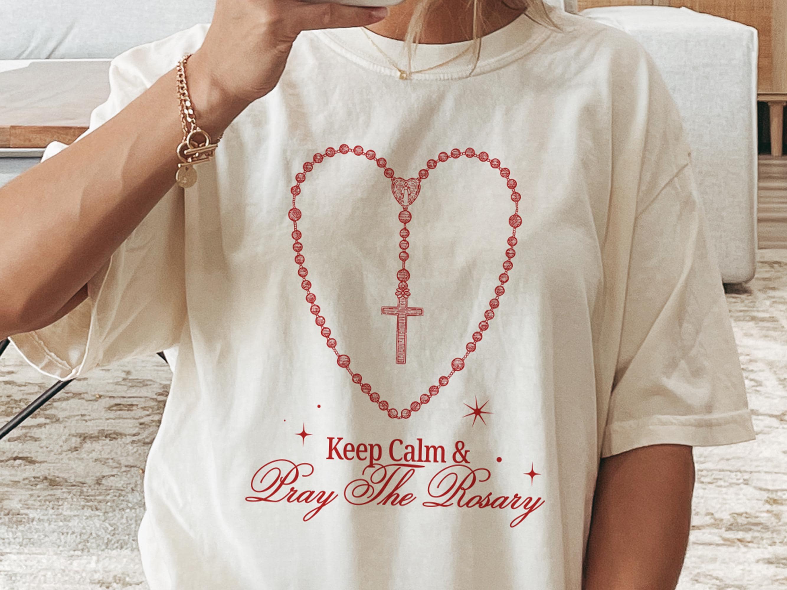 Keep Calm Pray the Rosary SVG PNG, Catholic Sublimation Design, Heart ...