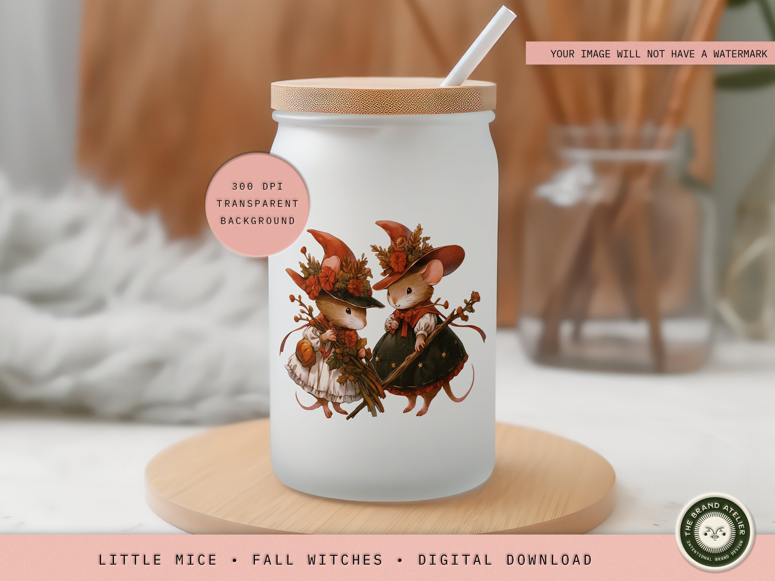 Watercolor Cute Fall Mice Clipart PNG Instant Digital Download Little ...