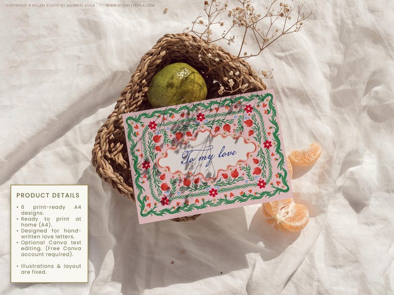 Ready to Print Envelope & Love Letter Set: DIY Romantic Stationery A4 ...