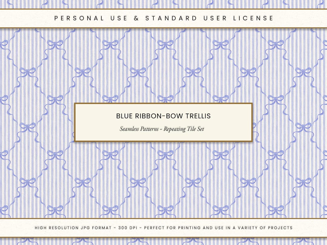 Blue Bow Trellis Seamless Pattern: Elegant Fabric Print (digital Paper ...