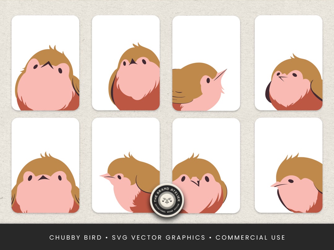 Chubby Bird SVG Files Bundle Customizable Silkscreen 8x Scalable Vector ...