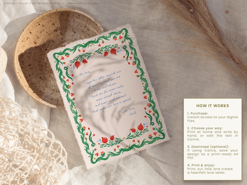 Ready to Print Envelope & Love Letter Set: DIY Romantic Stationery A4 ...