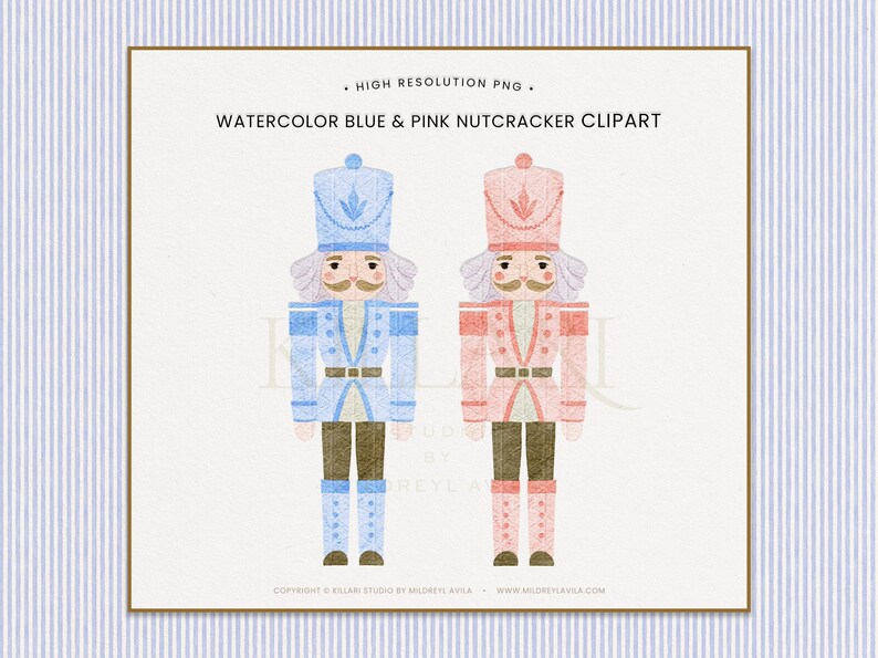 Hand Painted Blue Pink Christmas Nutcracker Clipart Set Boy Girl ...