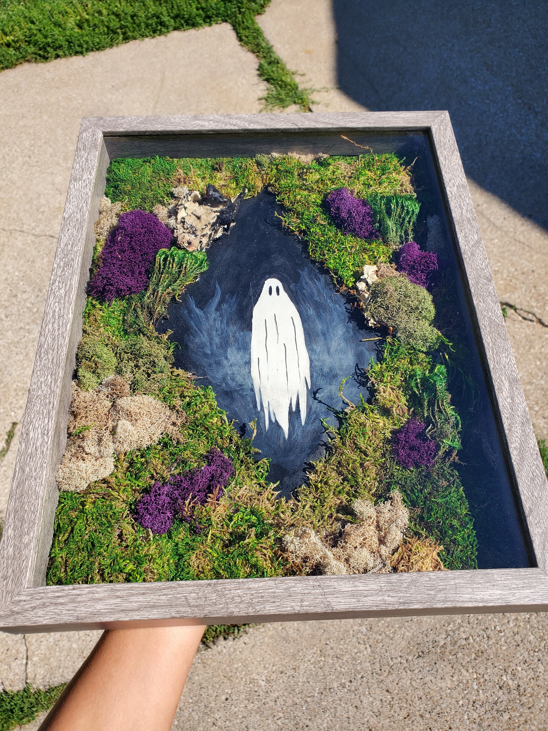 Spooky Ghost Shadowbox, Mossy Ghost Frame, Halloween Decor, Dark ...