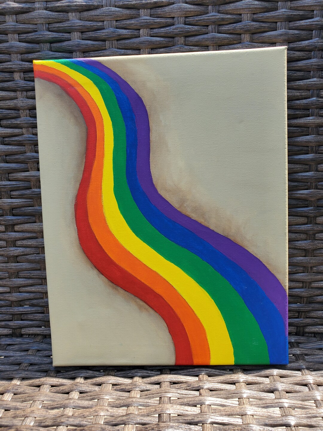 Rainbow Acrylic Painting, Colorful Home Decor, Housewarming Gift ...