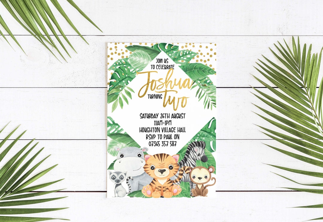 Jungle Party Invitation - Wild Jungle Party Invitations - Jungle Themed ...