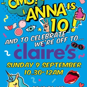 Claire's Party Invitations, Claire's Party Birthday Invitations, Claire ...