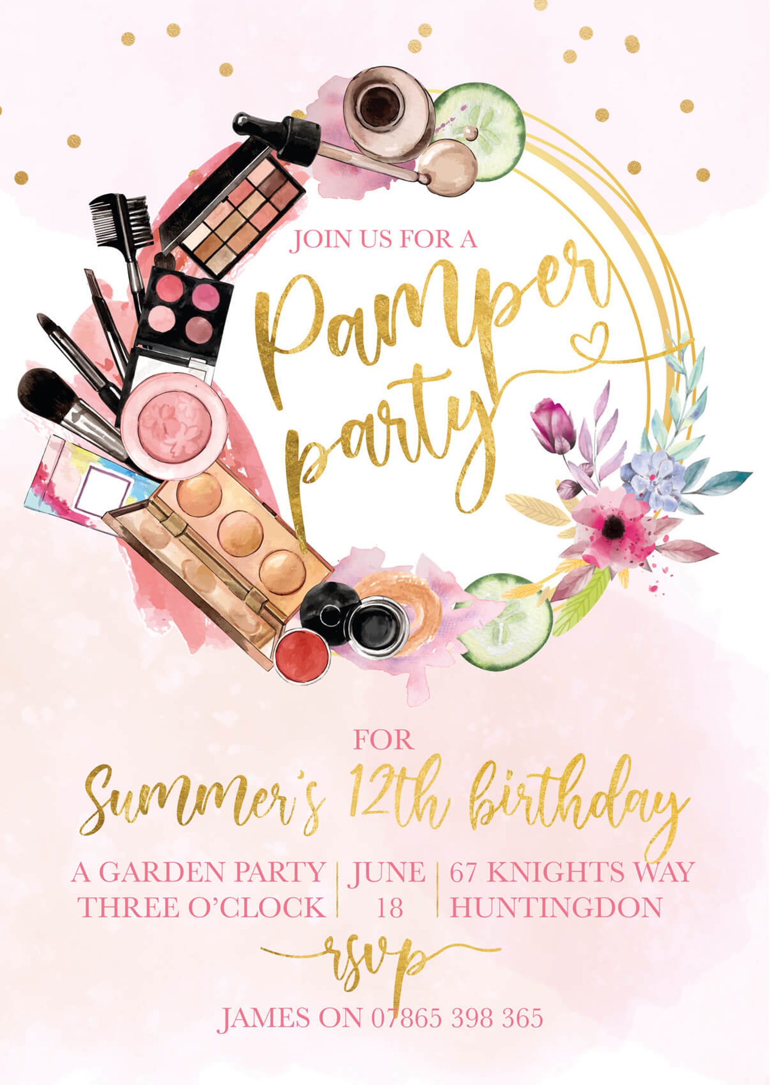 Pamper Party Invitation - Pamper Party Invitations - Make-up Pamper ...