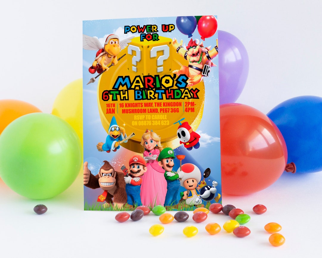 Super Mario Party Invitation Mario Movie Birthday Party Invitations ...