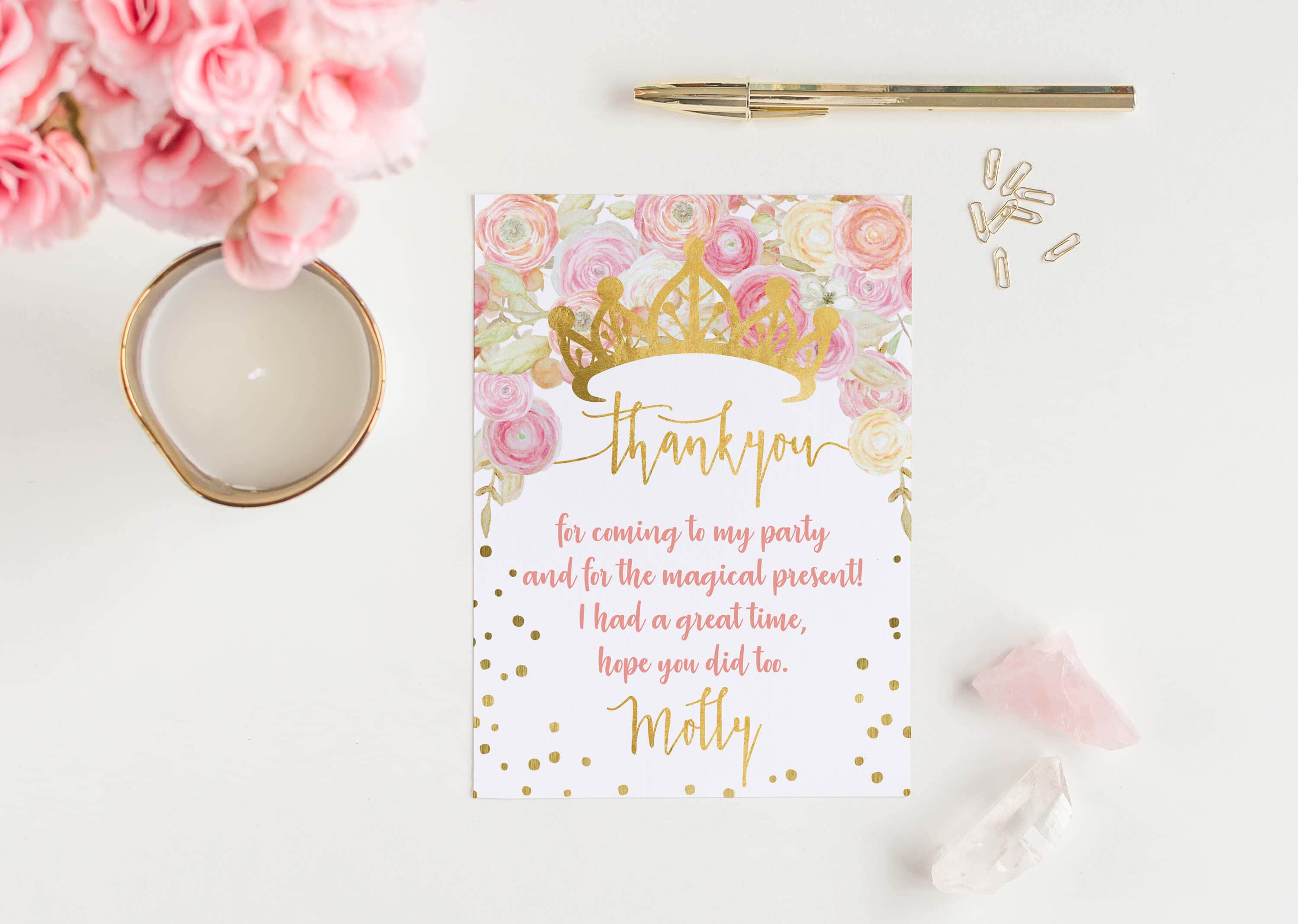 Princess Party Thank You Cards Princess Theme Thank You | Etsy