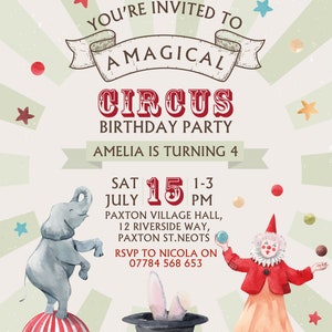 Cute Circus Party Invitations, Circus Birthday Invitations, Greatest ...