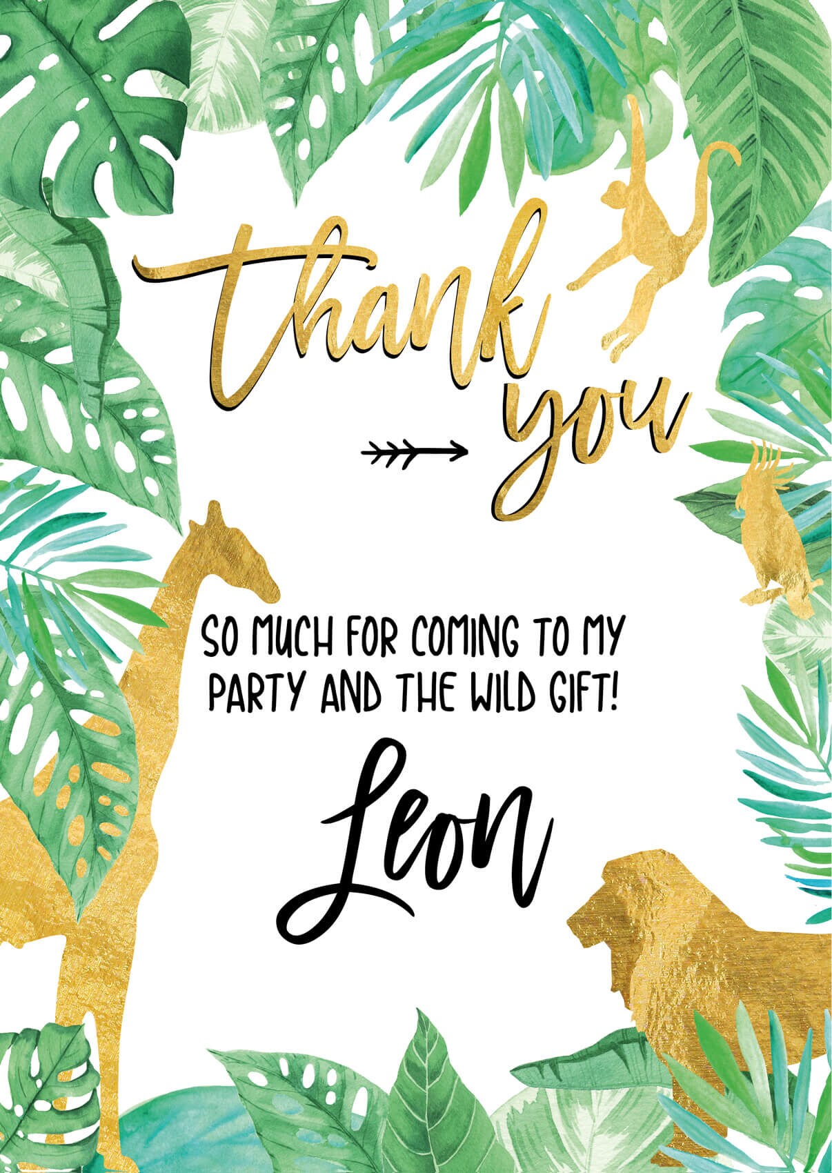 Wild Jungle Thank You Cards Wild Jungle Party Animal Thank - Etsy