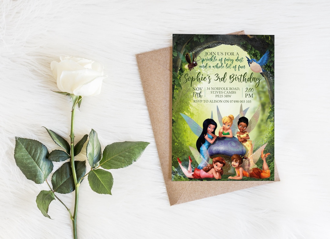 Disney Tinkerbell Party Invitation - Disney Fairy Birthday Party ...